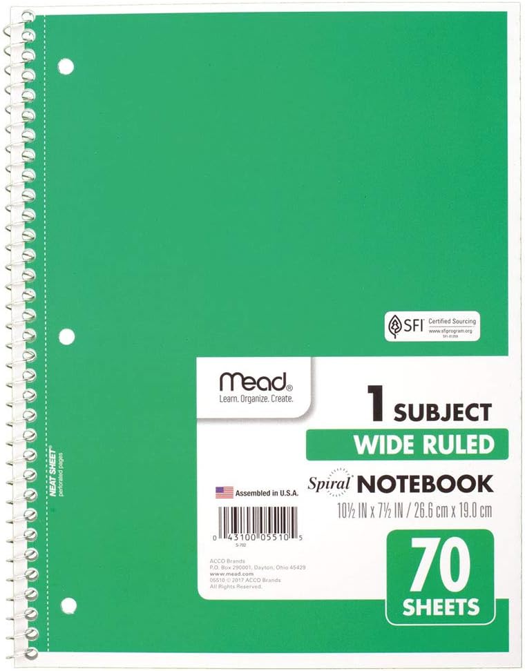 Mead Spiral Notebook, 1 Subject, Wide Ruled Paper, Nepal | Ubuy