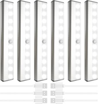 SIXDEFLY Led Motion Sensor Closet Lights 6 Pack, Wireless Under Cabinet ...