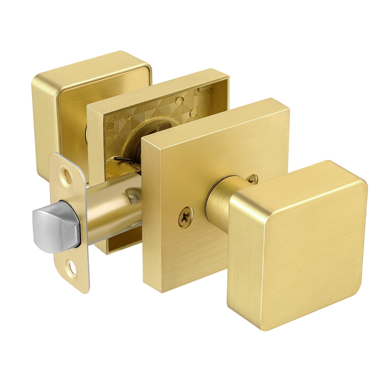 naubea Gold Door Knobs Interior, Square Passage Interior Door Knob for Closet Hallway, Modern ...