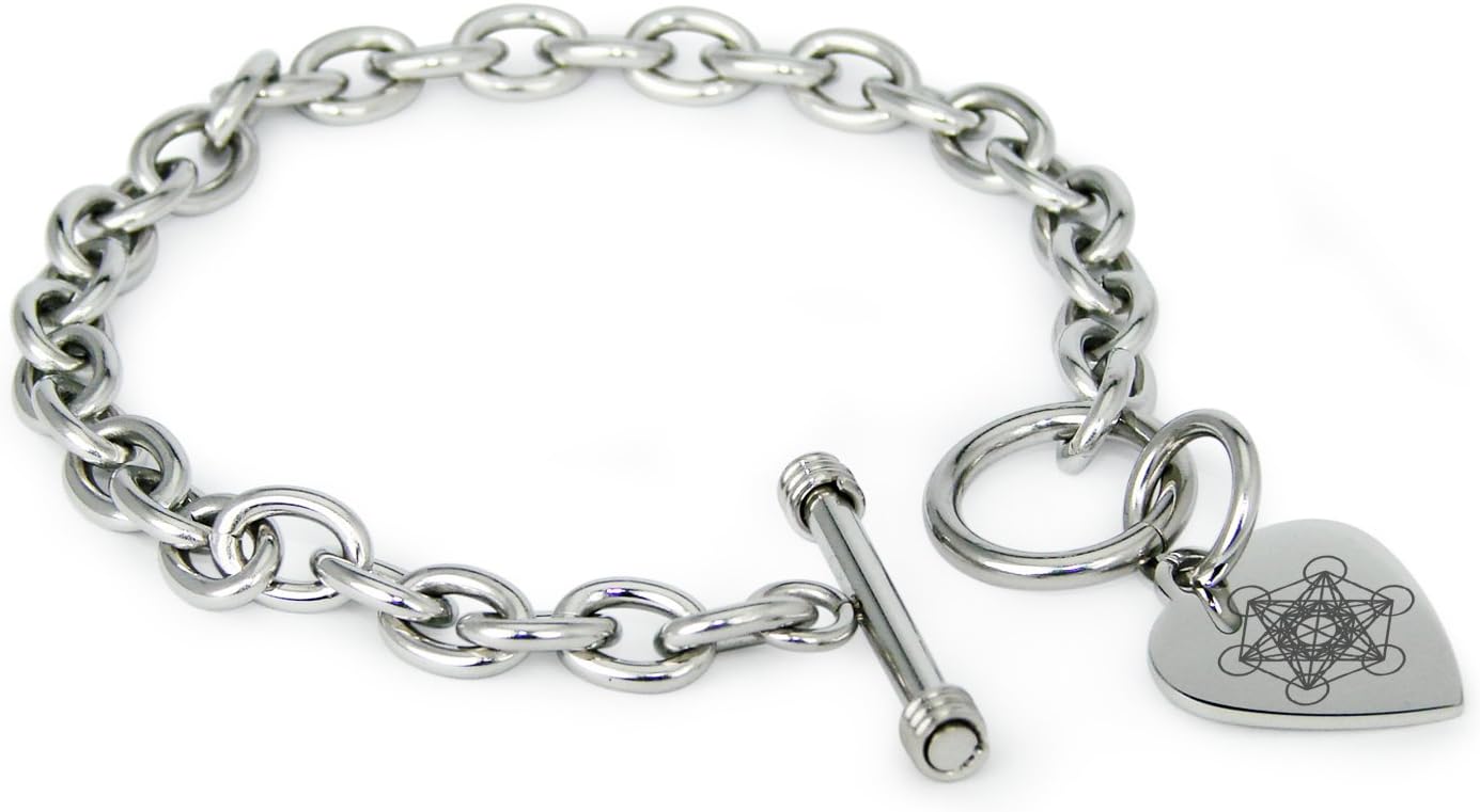 Stainless Steel Symbols of Heart Charm Bracelet & Necklace