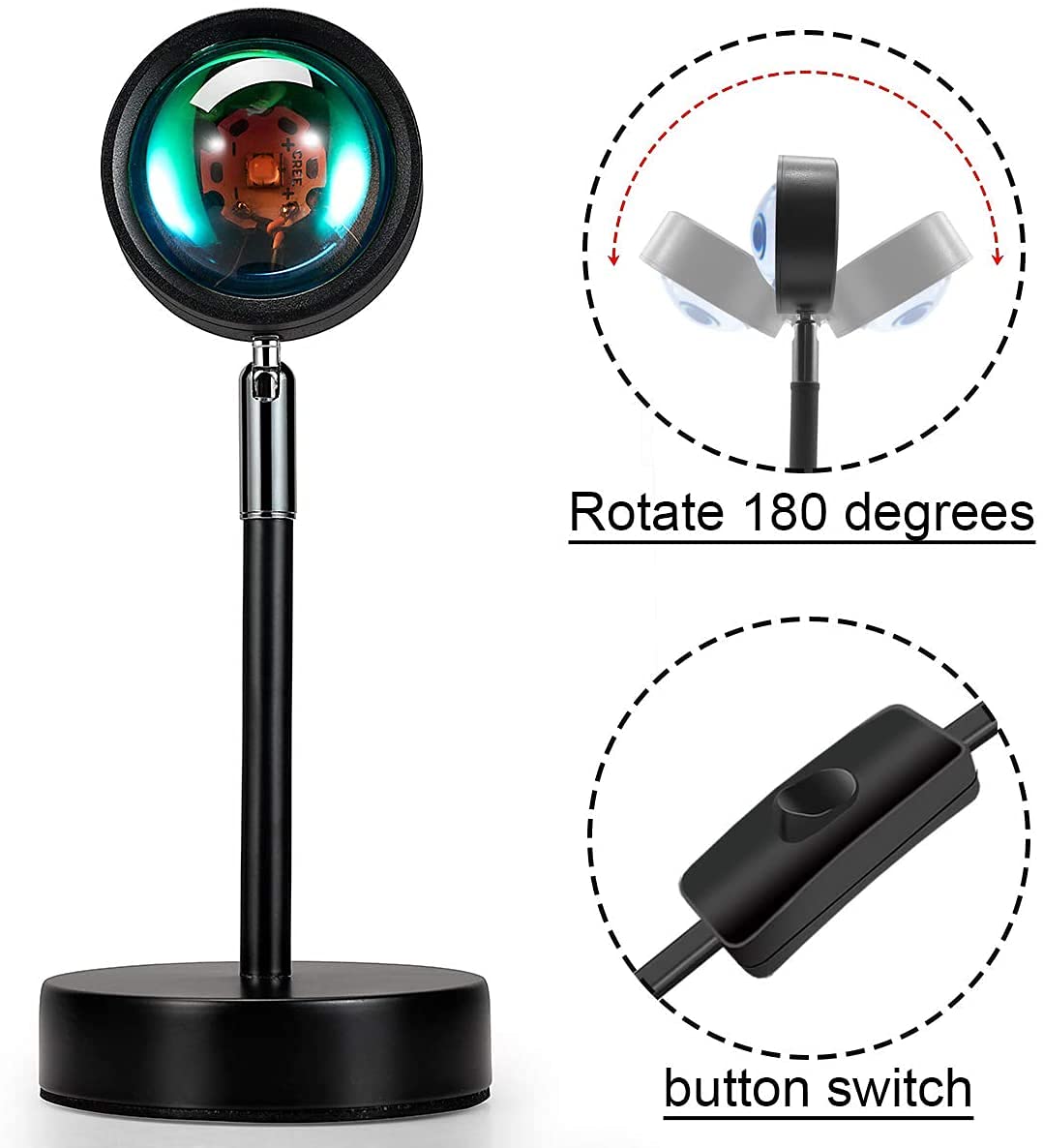 Snapklik.com : Balkwan Sunset Lamp Projection Rotation Rainbow ...