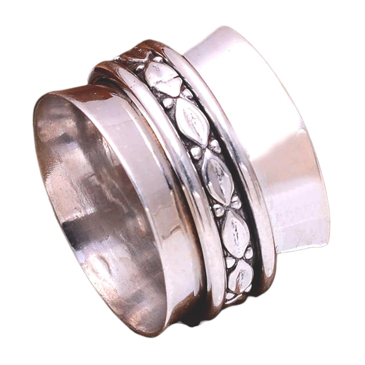 Amazon.com: 925 Sterling Silver Fidget Ring | UNISEX Spinner Ring ...