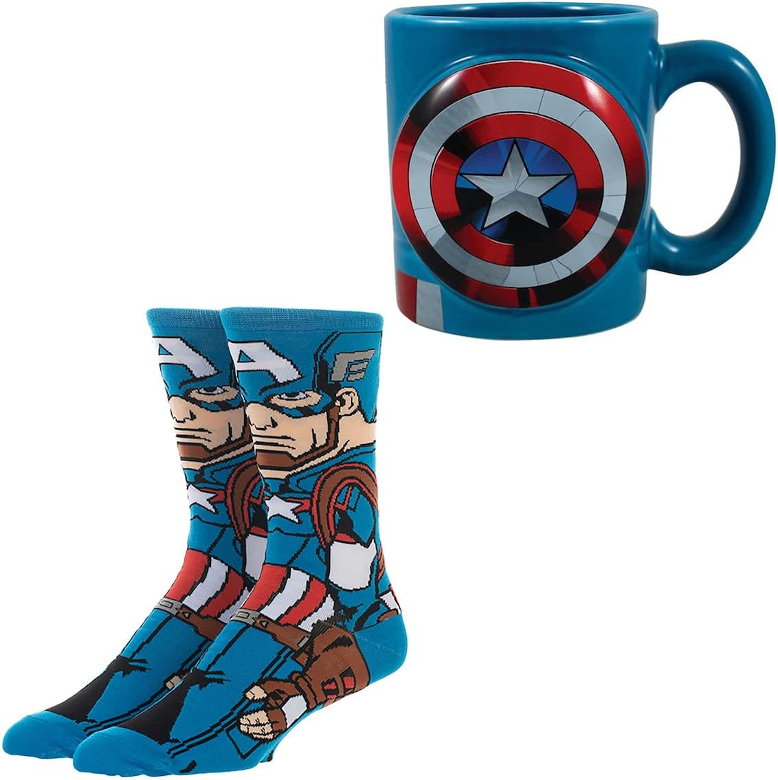 Amazon.com: Bioworld Marvel Captain America Mug And Sock Set : Home ...
