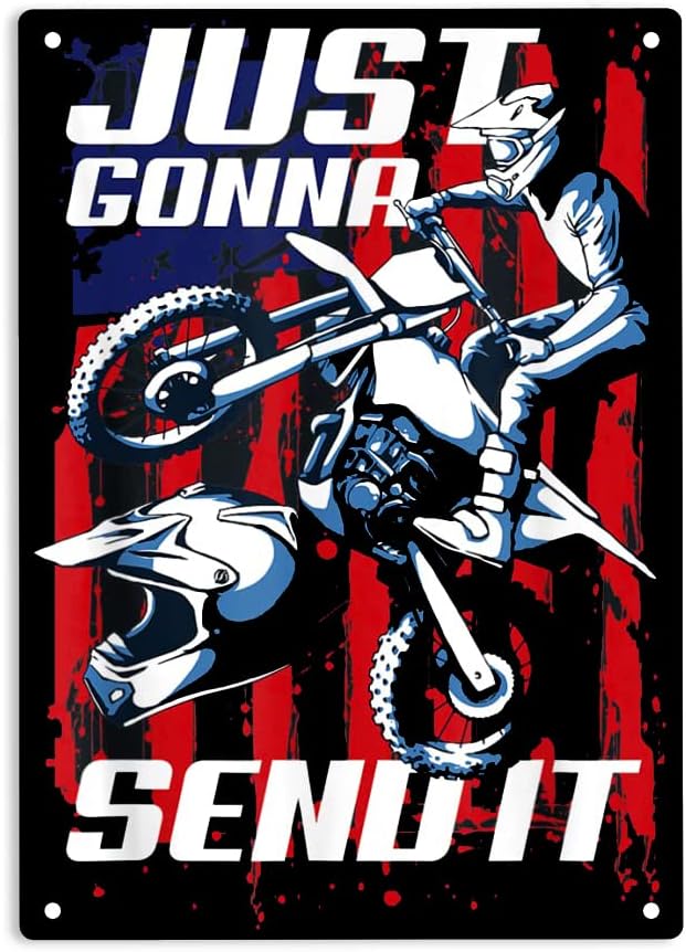 Amazon.com: Just Gonna Send It American Flag Motocross Dirt Bike Sign ...