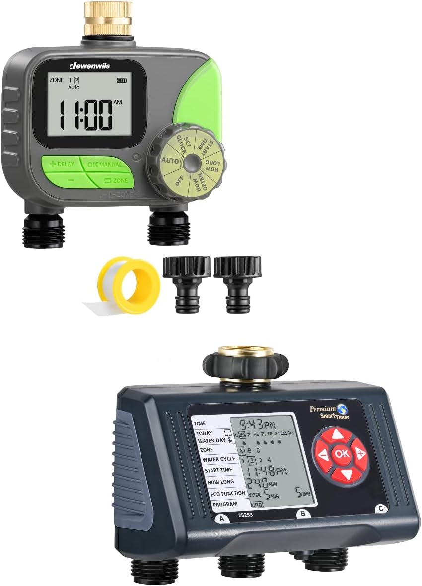 Amazon.com: DEWENWILS Sprinkler Timer 3 Zone and 2 Zone, Water Timer ...