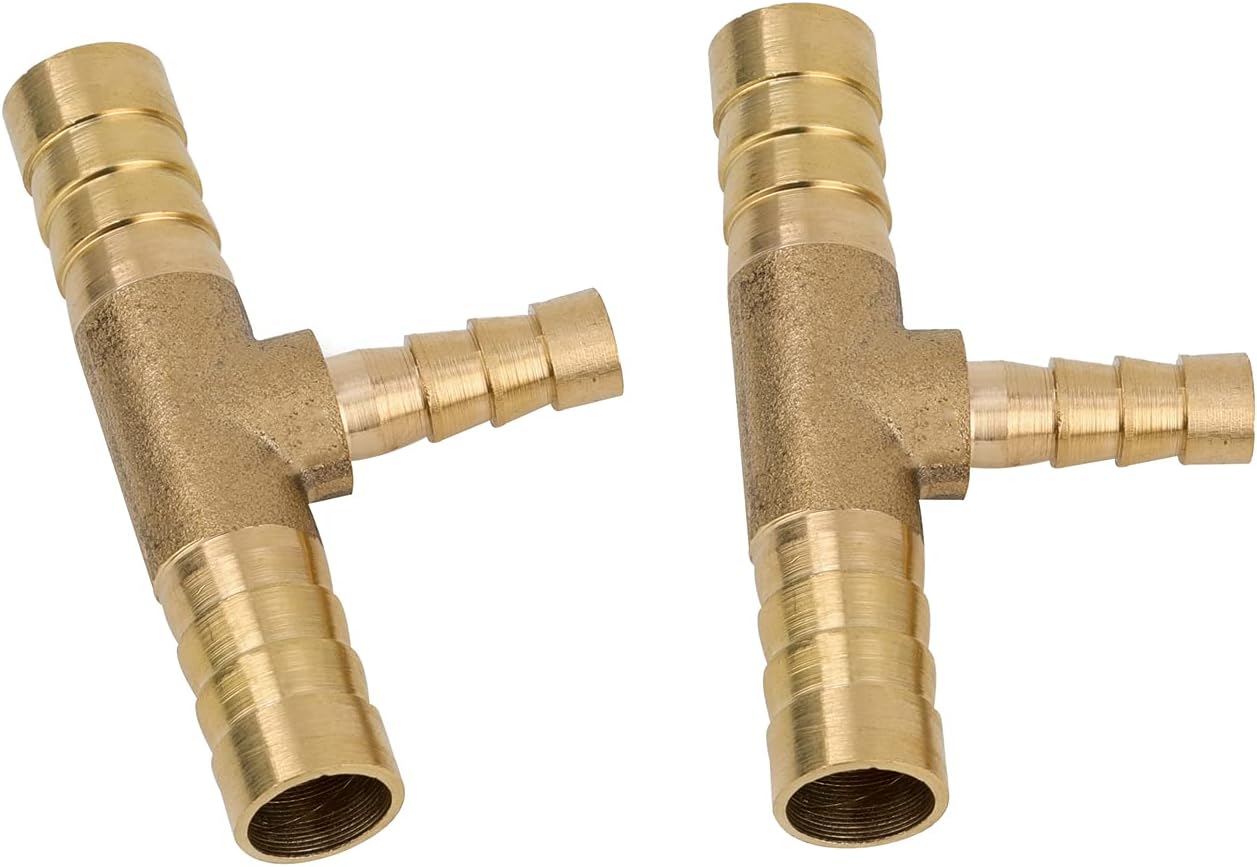 Pysrych Brass Hose Barb Fitting Reducing Tee 1/2" Barbed x 3/8" Barbed ...