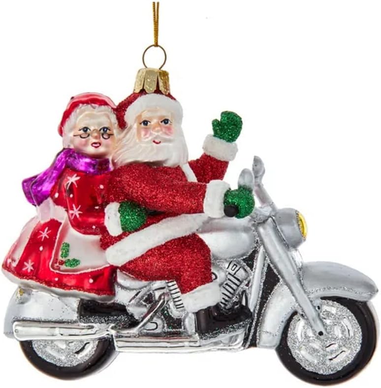 Amazon.com: The Bridge Collection Santa & Mrs. Claus on Motorcycle ...