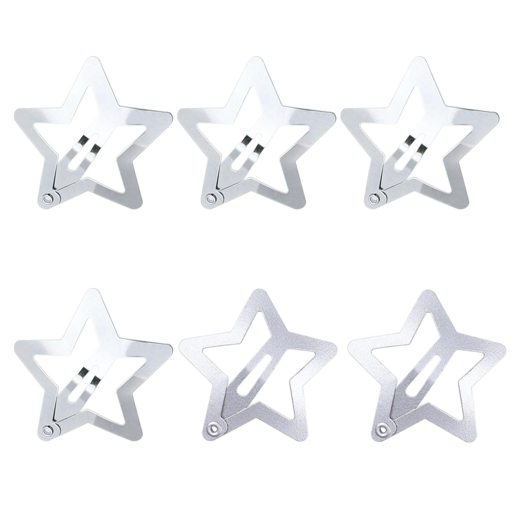 6Pcs Y2K Star Hair Clips, Silver Hair Clips, Snap Star Hair Clips for ...
