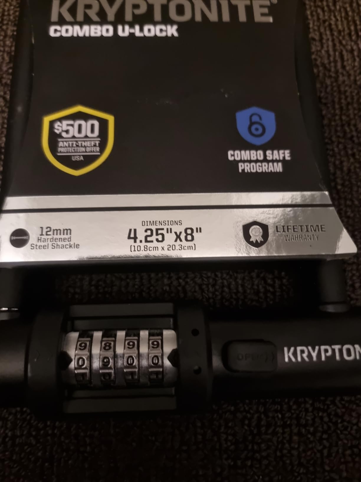 Kryptonite Combo Bike U-Lock Standard, Anti-Theft Security Bicycle Lock ...