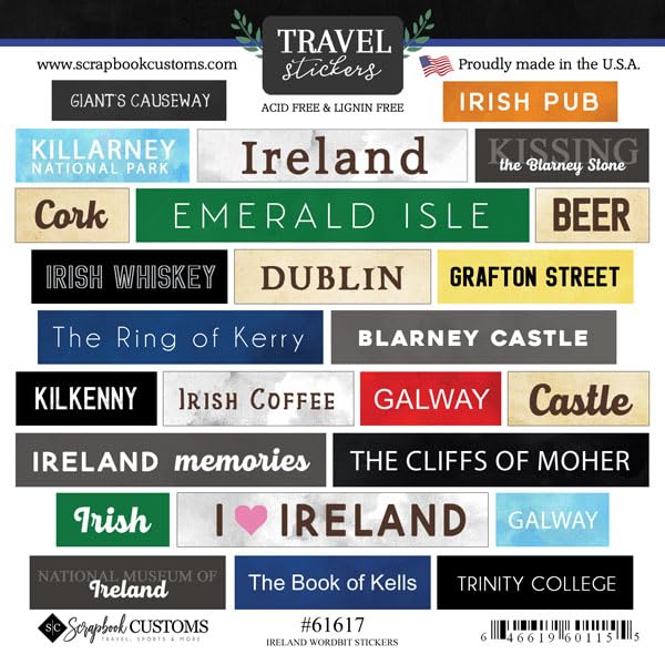 Amazon.com: Scrapbook Customs Ireland Wordbit Travel & Vacation ...