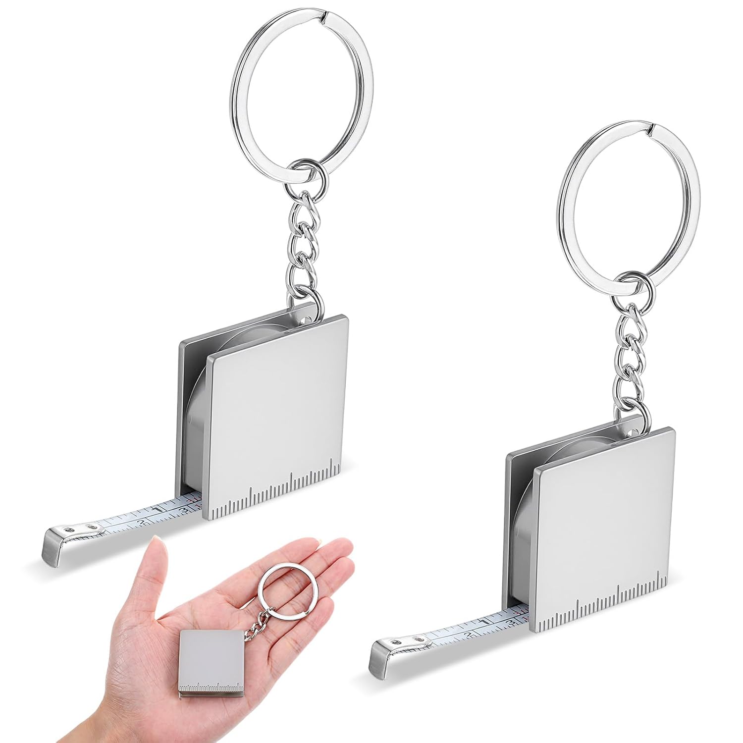 DOPENSPI 2 Pcs Mini Tape Measure Metal Keychain, 1.2m/4ft Retractable ...