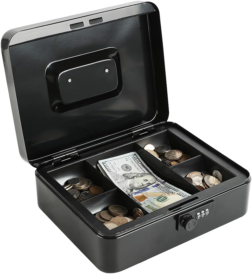 Amazon.com : Jssmst Medium Cash Box with Combination Lock- Durable ...