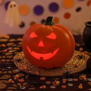 Amazon.com: Light Up Pumpkin with Built in Video Projector Decoration ...