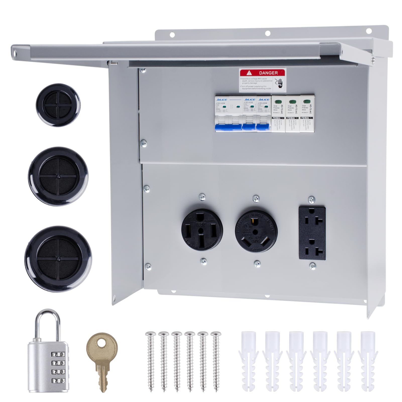 Sekelo Weatherproof RV Electrical Panel with Surge Protection, 20, 30 ...
