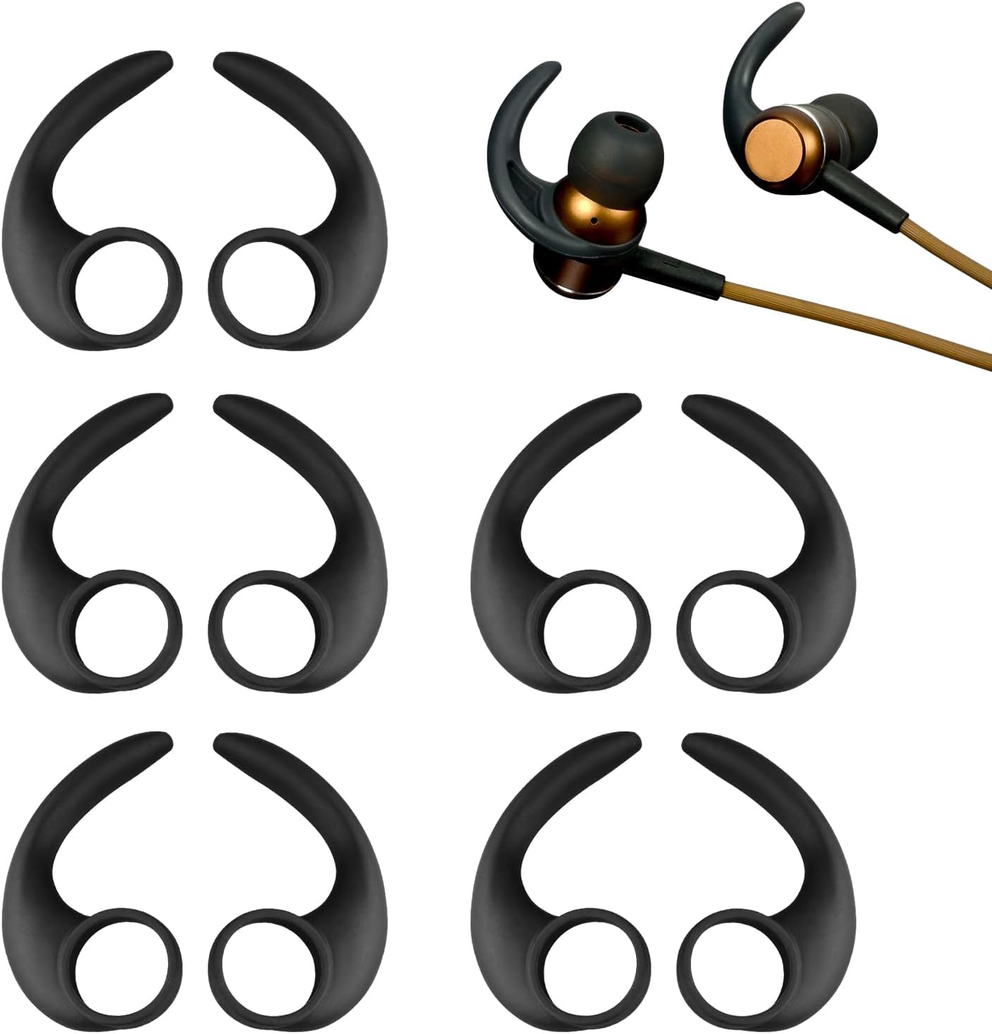 5 Pairs Ear Hooks for Earphones, Silicone Ear Loops, Ear Covers Ear ...