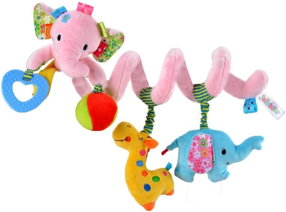 Singring Baby Pram Crib Cute Pink Elephant Design Activity Spiral Plush ...