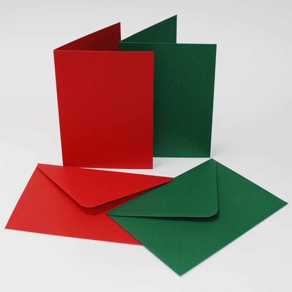 Crafts UK 40 Cards and Envelopes, Red/Green, 5 x 5-Inch 385 520 ...