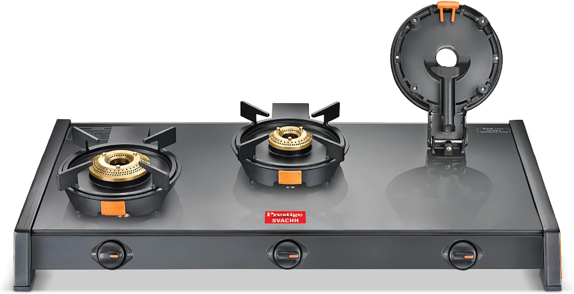 Prestige Svachh Glass Top Gas Stove with 3 Liftable Brass Burners for ...