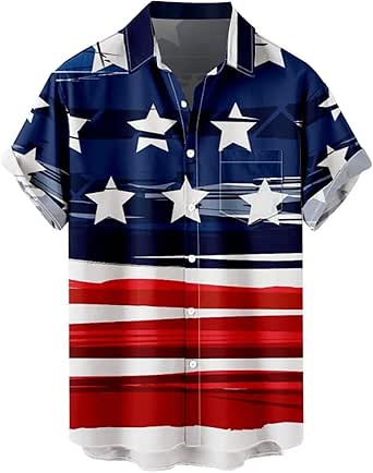 Amazon.com: Generic American Flag Shirt for Men Hawaiian American Flag ...