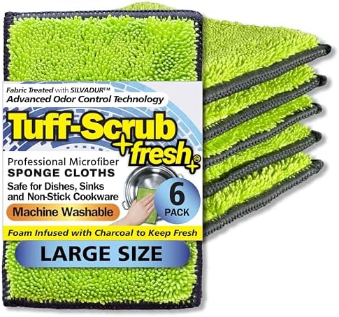 Amazon.com: Fresh Tuff-Scrub, Large, 6-Pack Scrub-N-Wipe Sponge Cloth ...