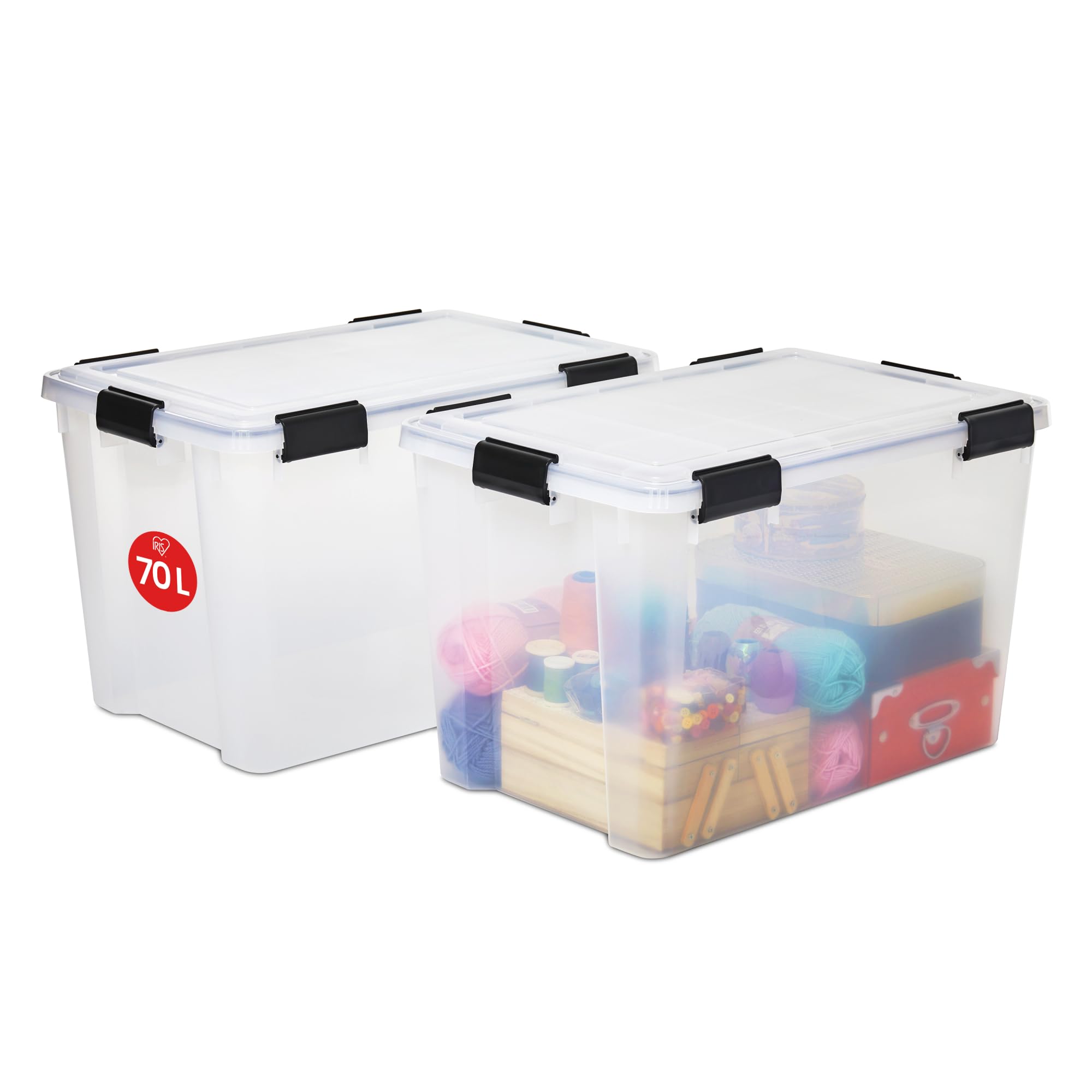 Iris Ohyamaairtight Plastic Storage Boxes With Lids 70l Set 2 ...