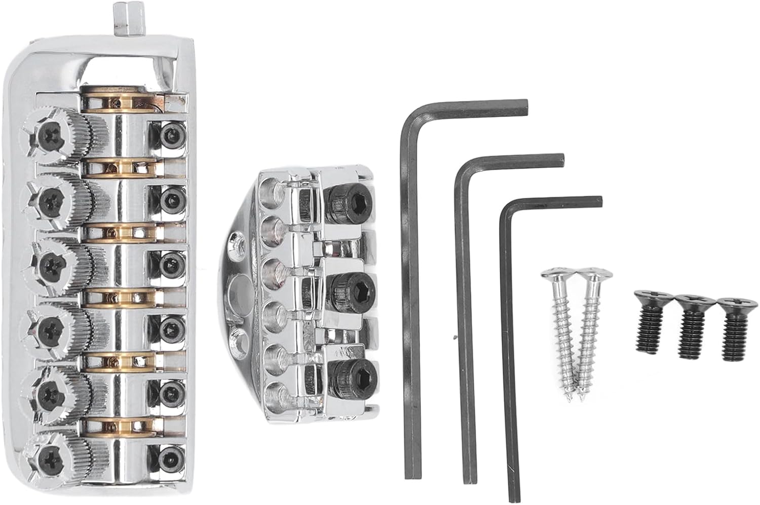 Amazon.com: Headless Guitar Bridge Tailpiece Metal 6 String Saddle ...