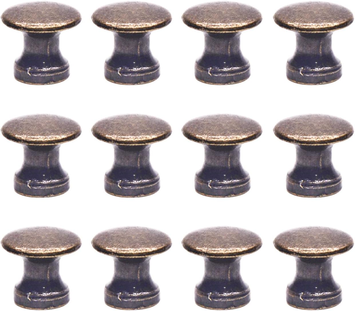12 Pcs Mini Antique Brass Cabinet Knobs, Round Knobs Pull Handle Drawer ...