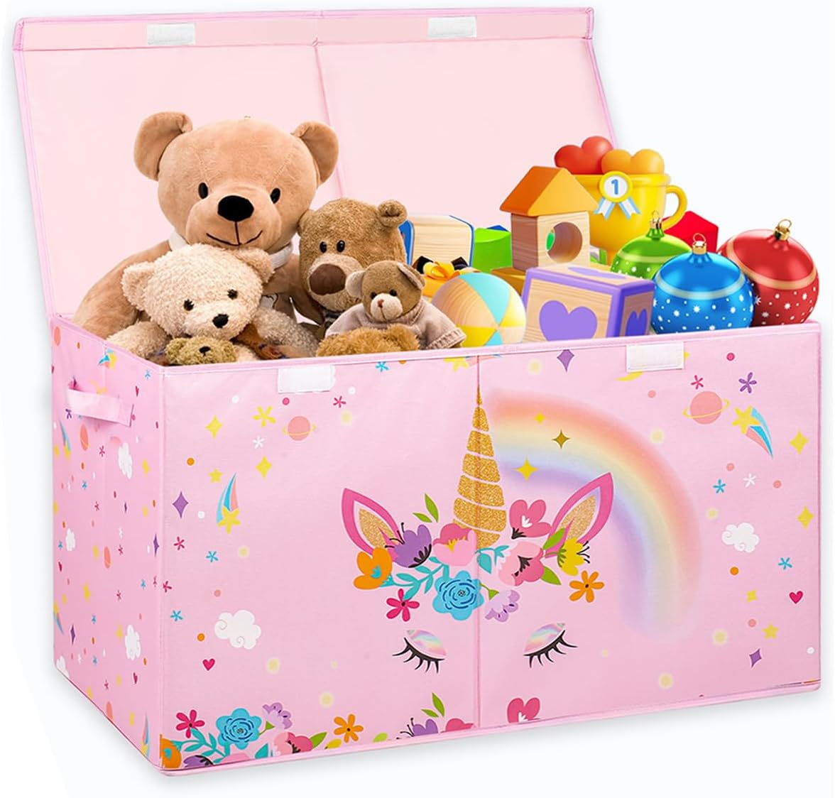 Amazon.com: Meerainy Large Toy Storage Box with Lid,Sturdy Toys Storage ...