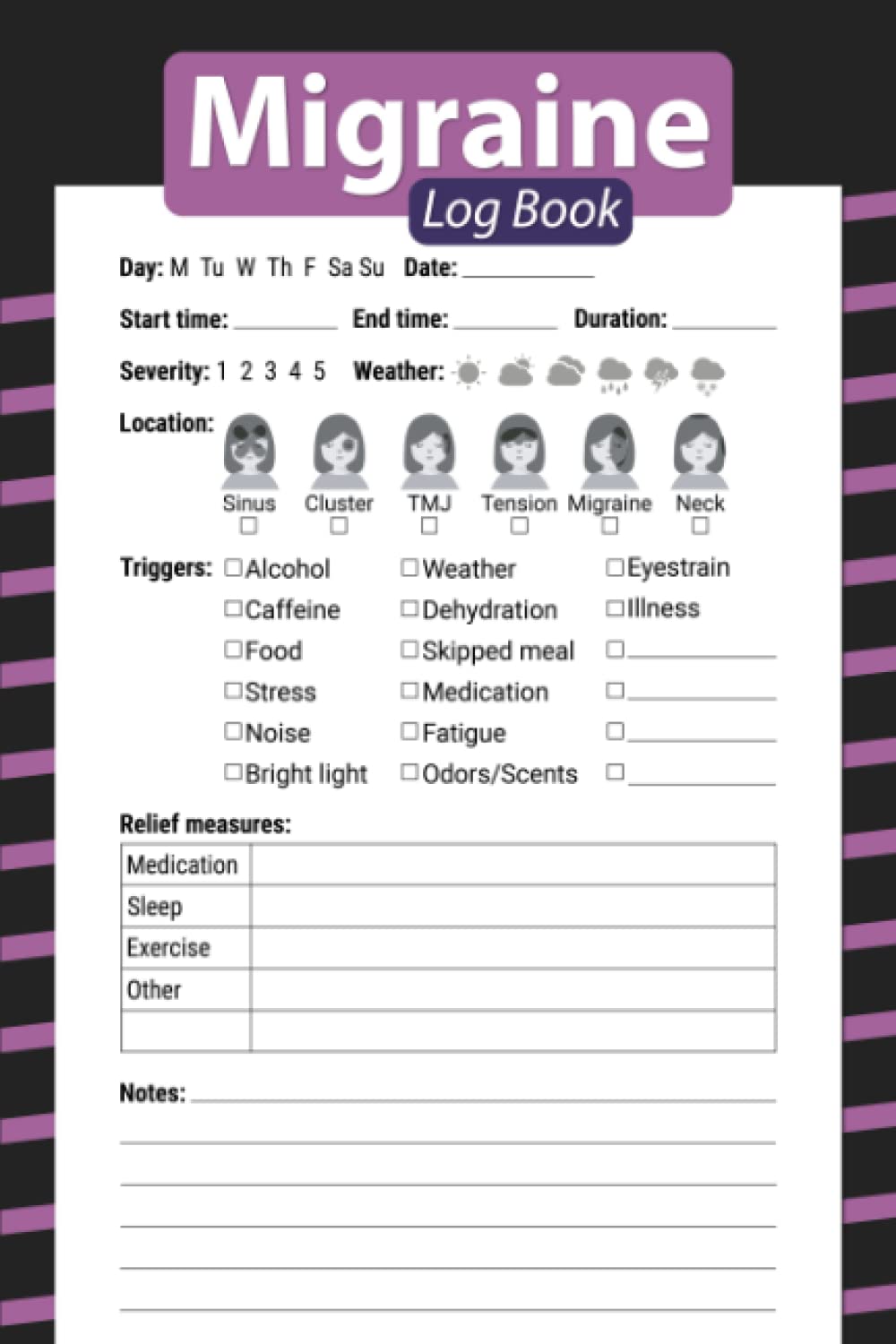 Migraine Log Book: Chronic Migraines/Headaches Tracker: J. Smith ...