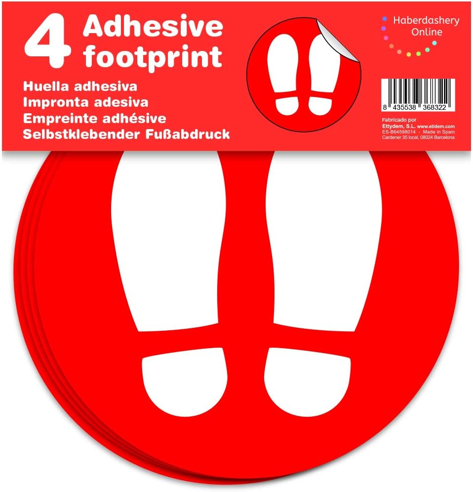 Adhesive footprint sign for floor. | Queue distancing for shops | Pack ...