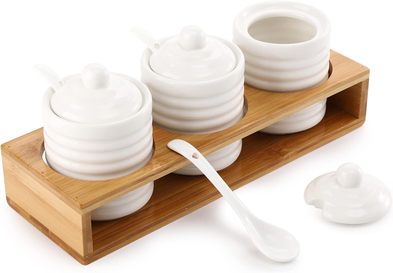 Amazon.com: MIATTCLD Ceramic Spice Jars with Lids and Spoons, 3pcs ...
