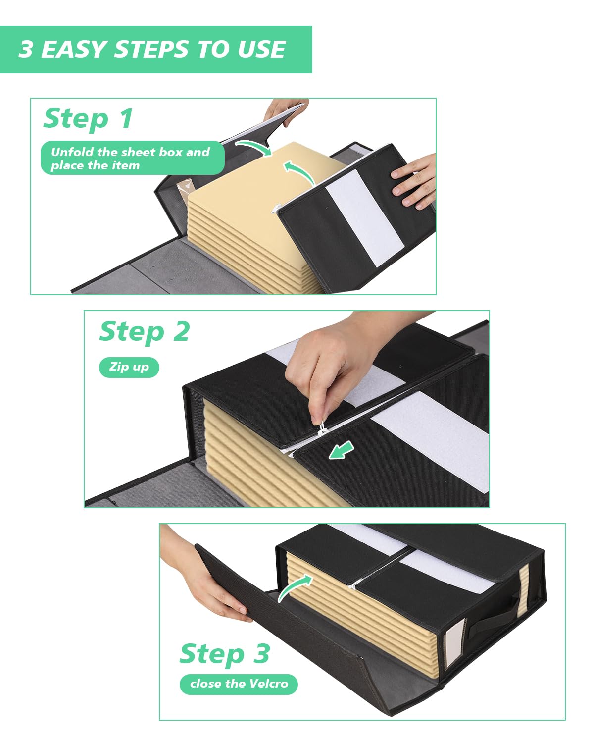 Snapklik.com : Bed Sheet Organizer 4 Pack - Foldable Bedding Organizer