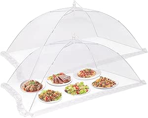 Amazon.com: 2 Pcs Extra Large Mesh Food Cover Tent（46"x20", 40"x24"）Umbrella Food Screen Covers ...