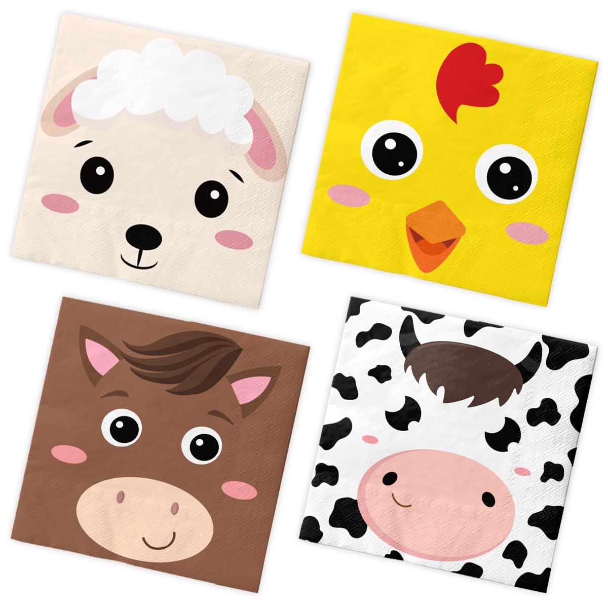 Amazon.com: 40Pcs Farm Animals Napkins-Farm Theme Party Decorations Pig ...