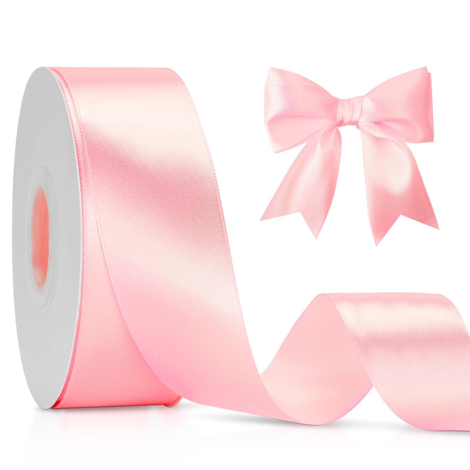 Amazon.com: KINGLAKE Pink Ribbon 1 1/2inch,50 Yards Pink Satin Ribbon ...