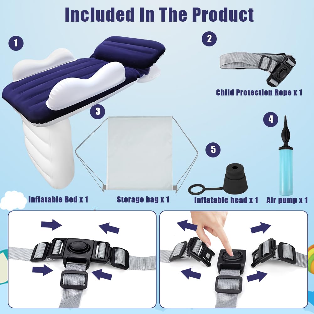 Snapklik.com : Abnaok Inflatable Toddler Travel Bed Airplane Bed For ...