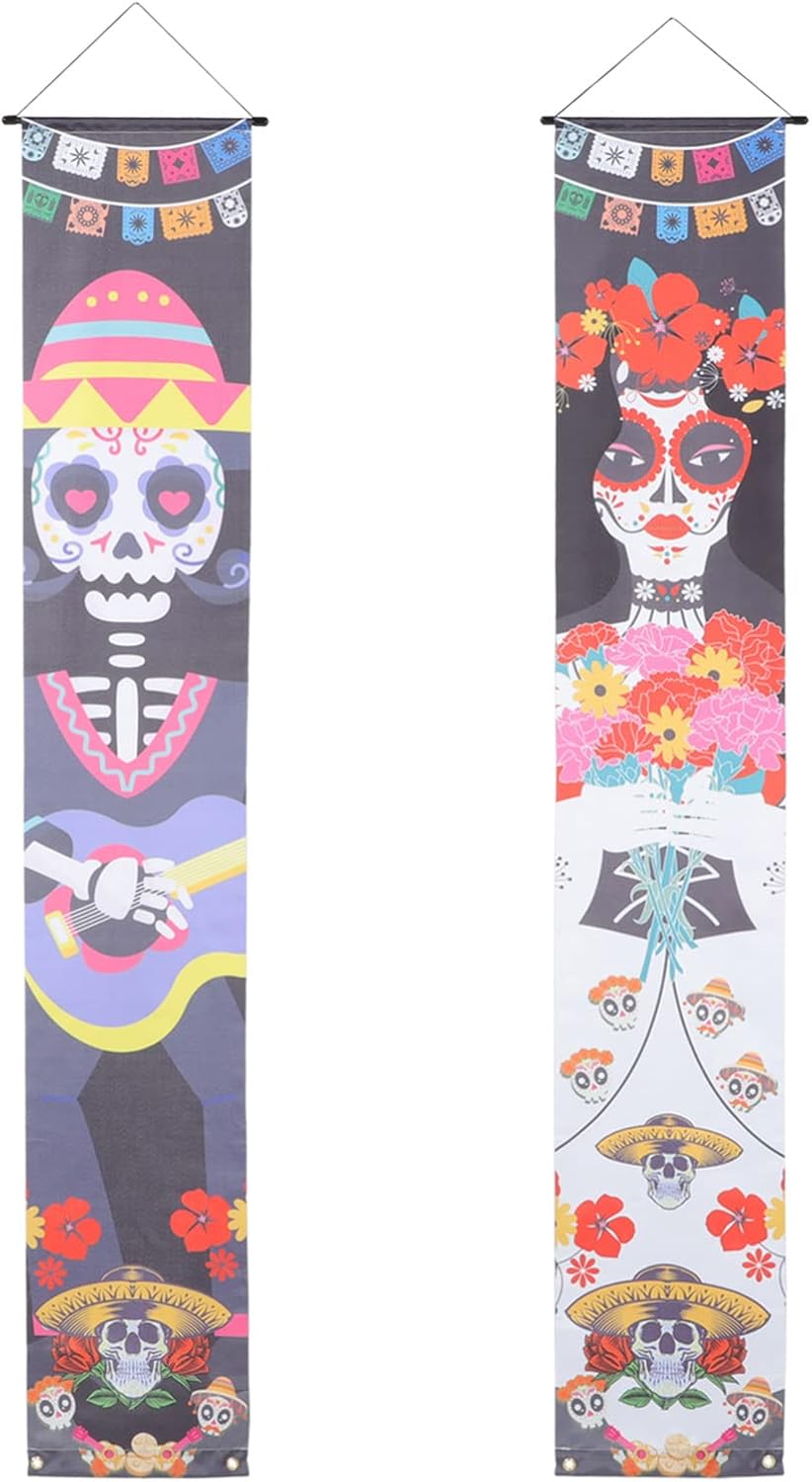 Amazon.com: Day of the Dead Porch Sign Door Banner Mexico Dia De Los ...