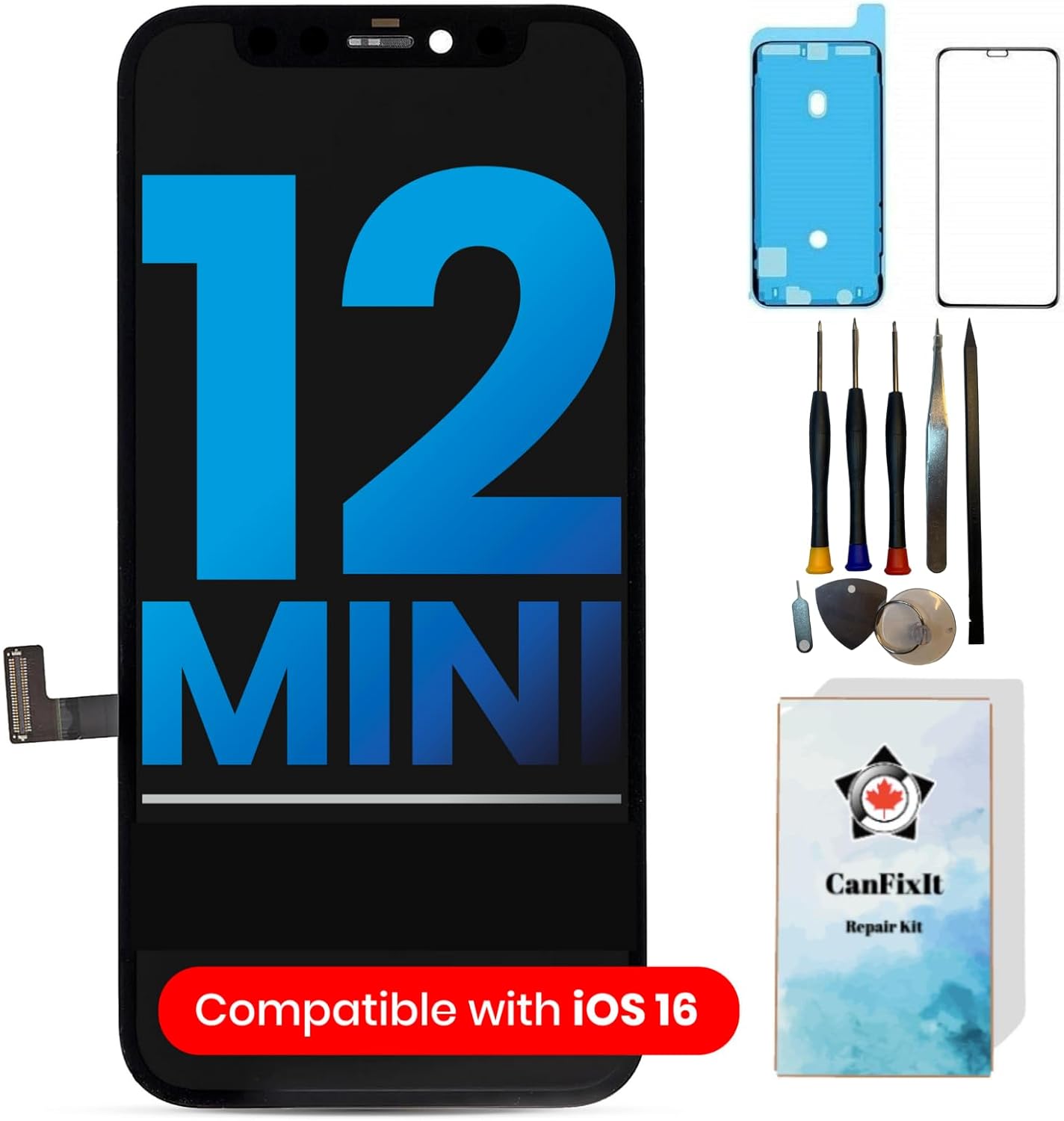 Amazon.com: CanFixIt Screen Replacement Compatible with iPhone 12 Mini ...