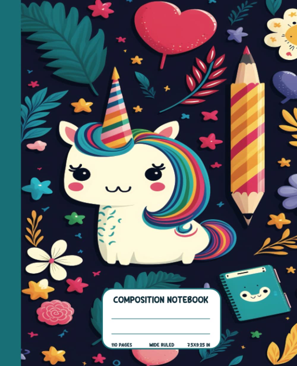 Unicorn Composition Notebook Wide Ruled 110 Lined Pages Cute Writing ...