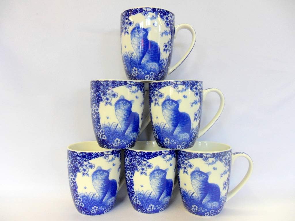 Heron Cross Pottery "Abbeydale Collection" Set of 6 China Aspen Mugs in ...