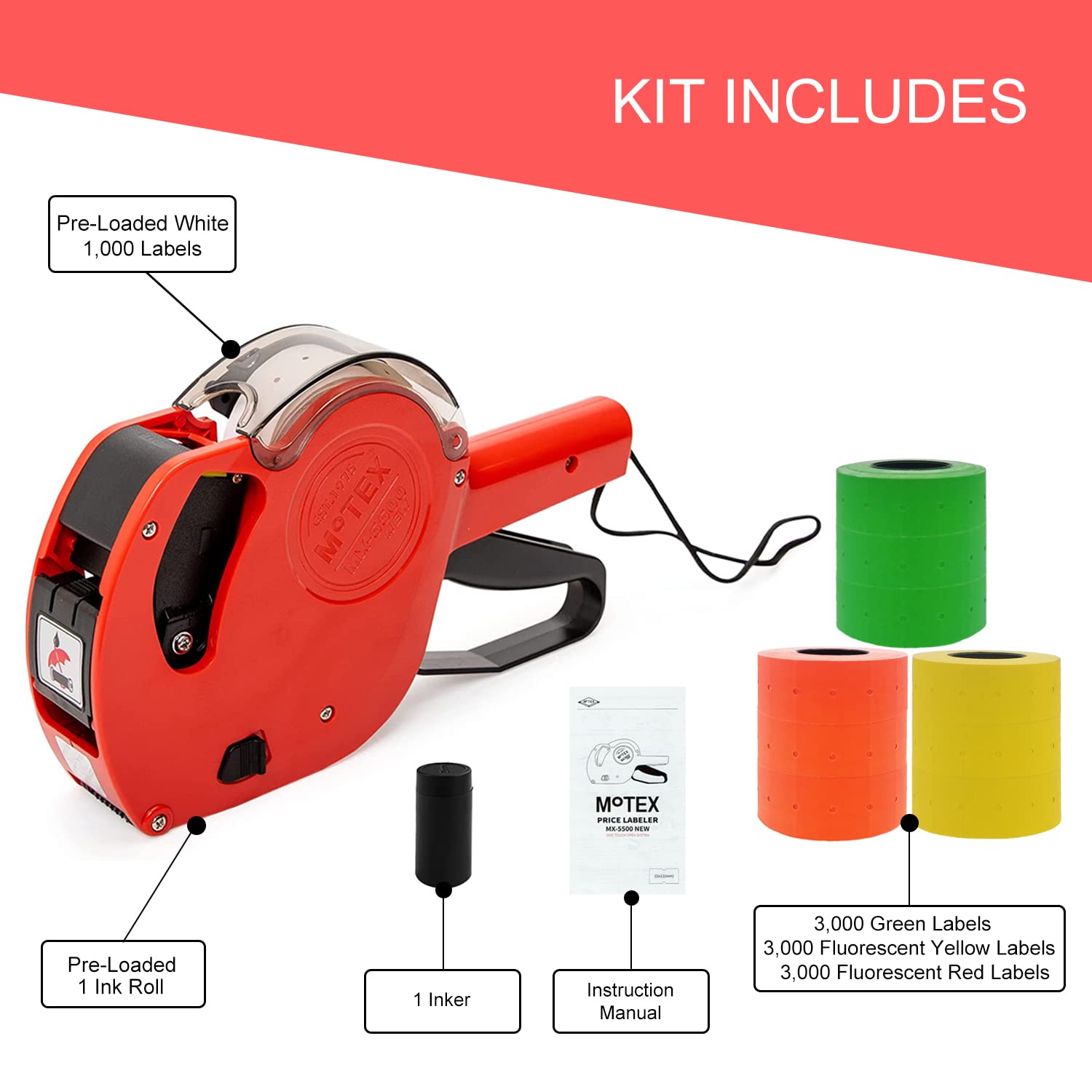 Snapklik.com : Motex Genuine MX-5500NEW 1 Line 8 Digits Price Tag Gun ...