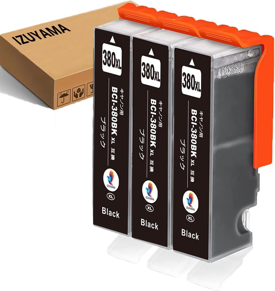 Amazon.co.jp: キャノン(Canon)用 BCI-380XL 互換インクカートリッジ【BCI-380XL PGBK ブラック 3個セット】大容量 純正品と併用可能『最新ICチップ ...