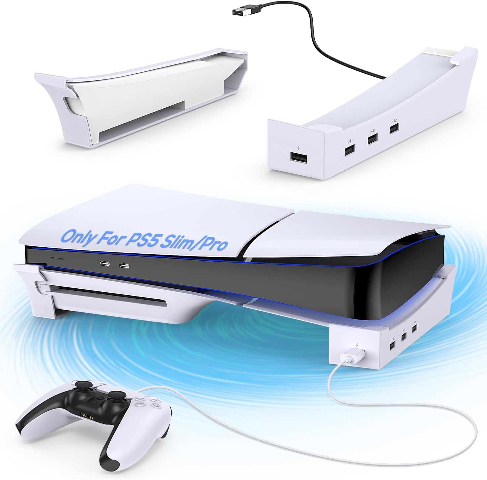 Amazon.com: FASTSNAIL Horizontal Stand & Cooling Fan for PS5 Slim/Pro ...