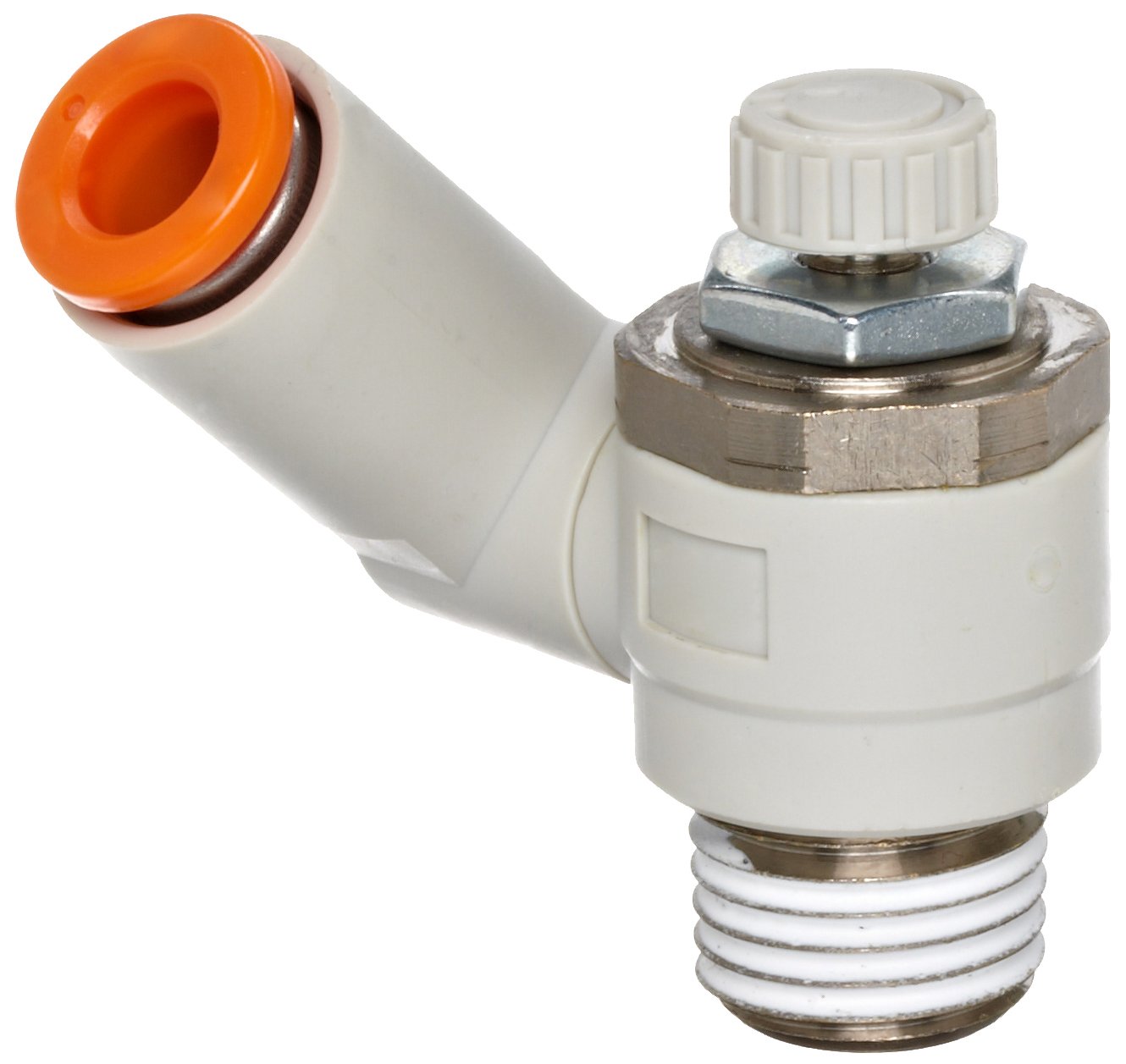 SMC AS2301F-N02-07S Air Flow Control Valve with Push-to-Connect Fitting, PBT & Nickel Plated ...