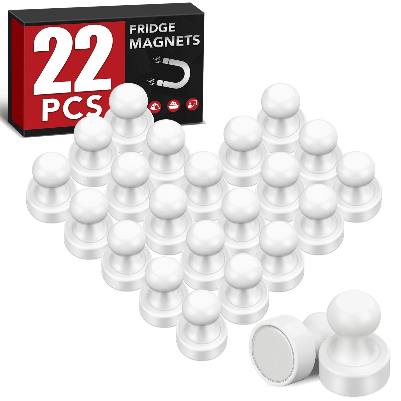 Amazon.com: TOP MAGNETS Fridge Magnets Push Pins, 22Pcs White Cute ...
