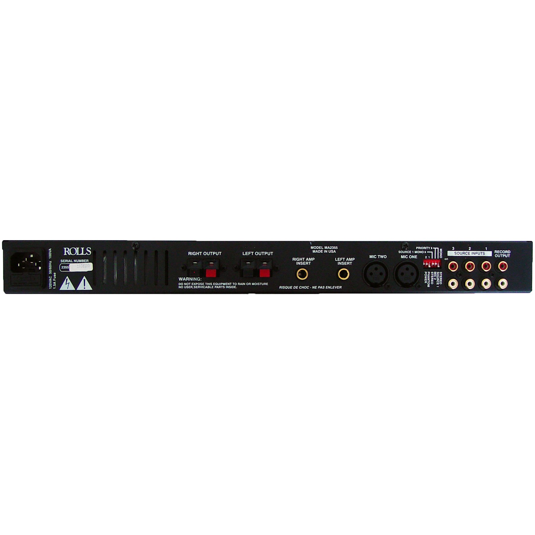 Snapklik.com : Rolls MA2355 Rack Mount Mixer/Amplifier