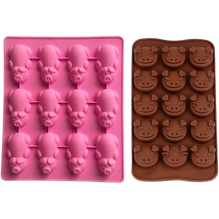Amazon.com: 2 Pcs Little Pigs Chocolate Molds, Pig Shaped Silicone ...