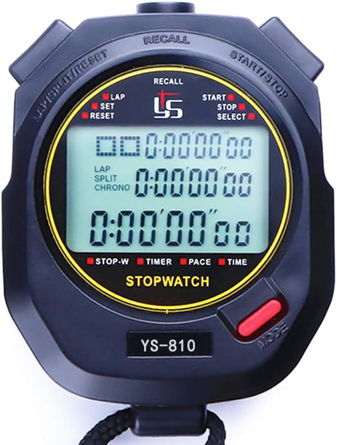Amazon.com : FCXJTU 10 Lap Digital Stopwatch Timer, 10 Split Memory Time & Calendar Alarm, Pace ...