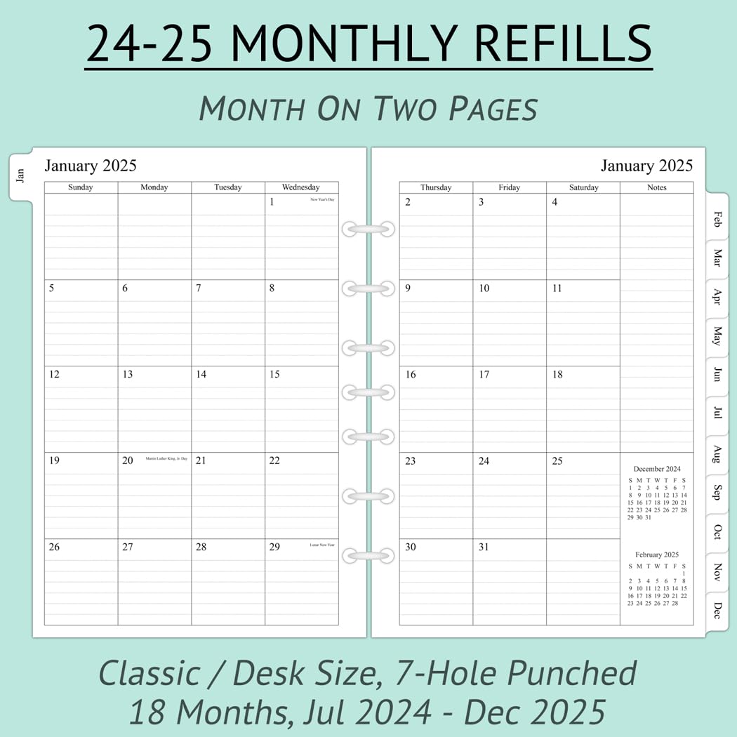 Snapklik.com : Newestor 2024-2025 Monthly Planner Refill 5-1/2 X 8-1/2