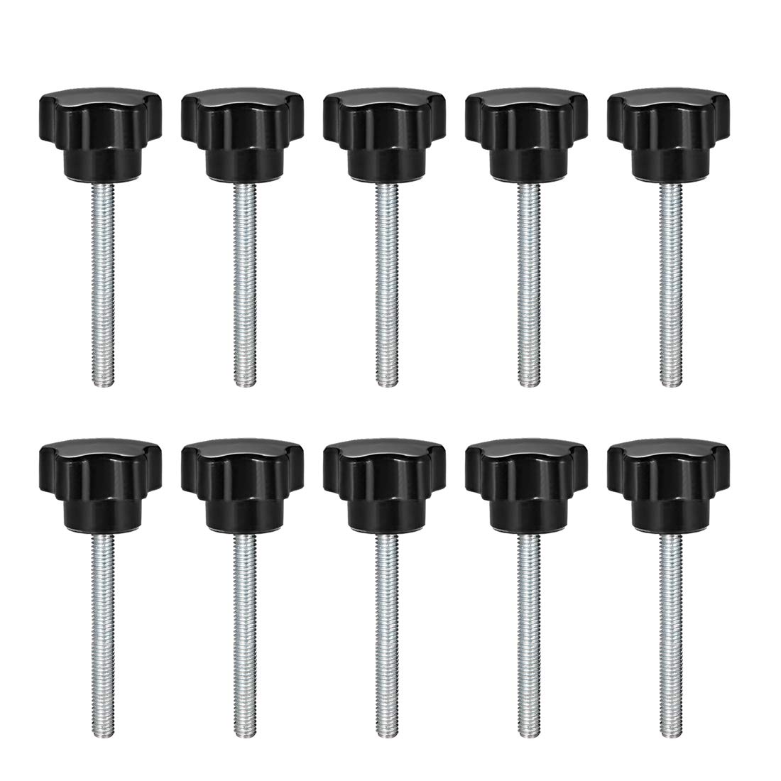 Amazon.com: uxcell 10 Pcs Star Knobs Grips M6 x 60mm Male Thread Steel ...